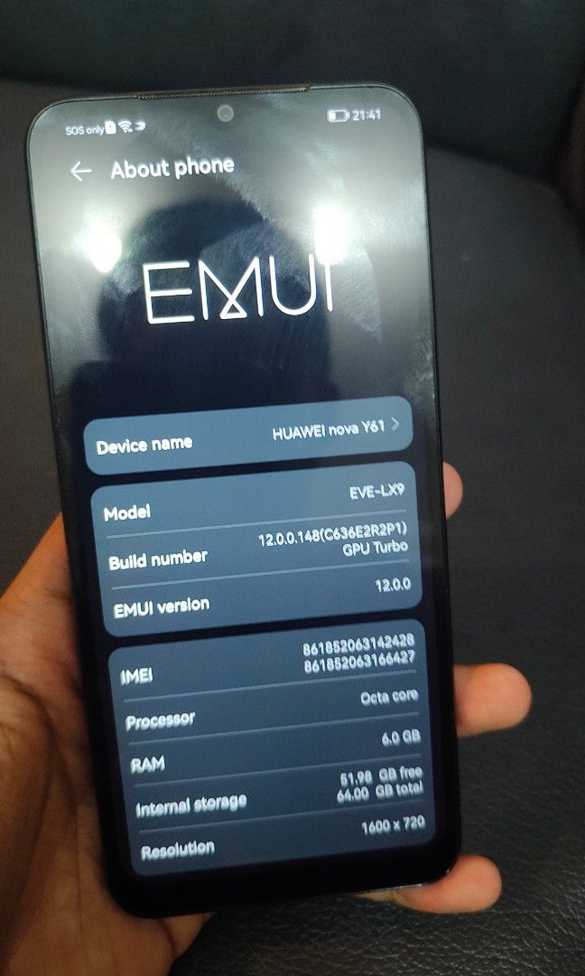 HUAWEI NOVA Y61, Mobile Phones & Gadgets, Mobile Phones, Android Phones ...