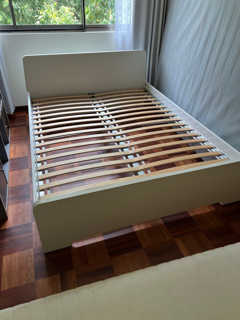 IKEA Askvoll Queen Double Bed Base (mattress not included), Furniture & Home Living, Furniture ...