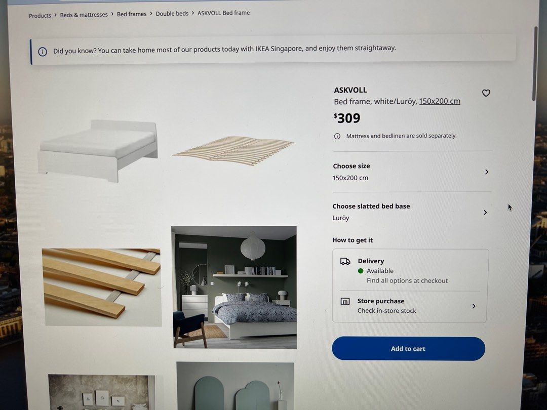 IKEA Askvoll Queen Double Bed Base (mattress not included), Furniture & Home Living, Furniture ...