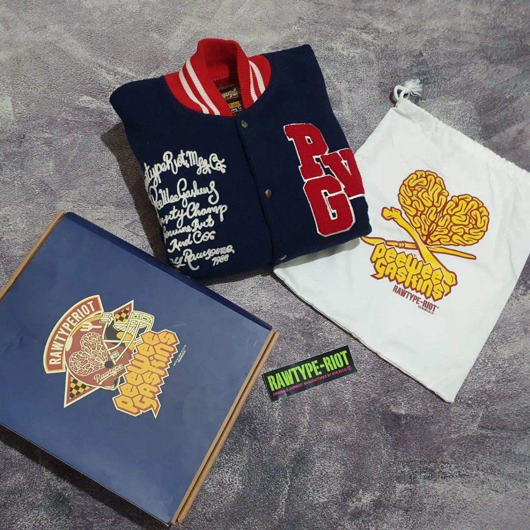 JACKET VARSITY RAW TYPE RIOT X PEE WEE GASKINS ORIGINAL LIMITED EDITION RAWTYPE PWG JAKET RTR ...