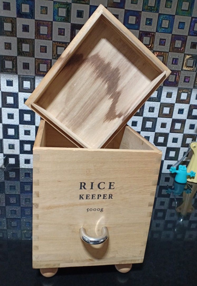 Japanese Wooden Rice Bin Keeper, Furniture & Home Living, Kitchenware ...