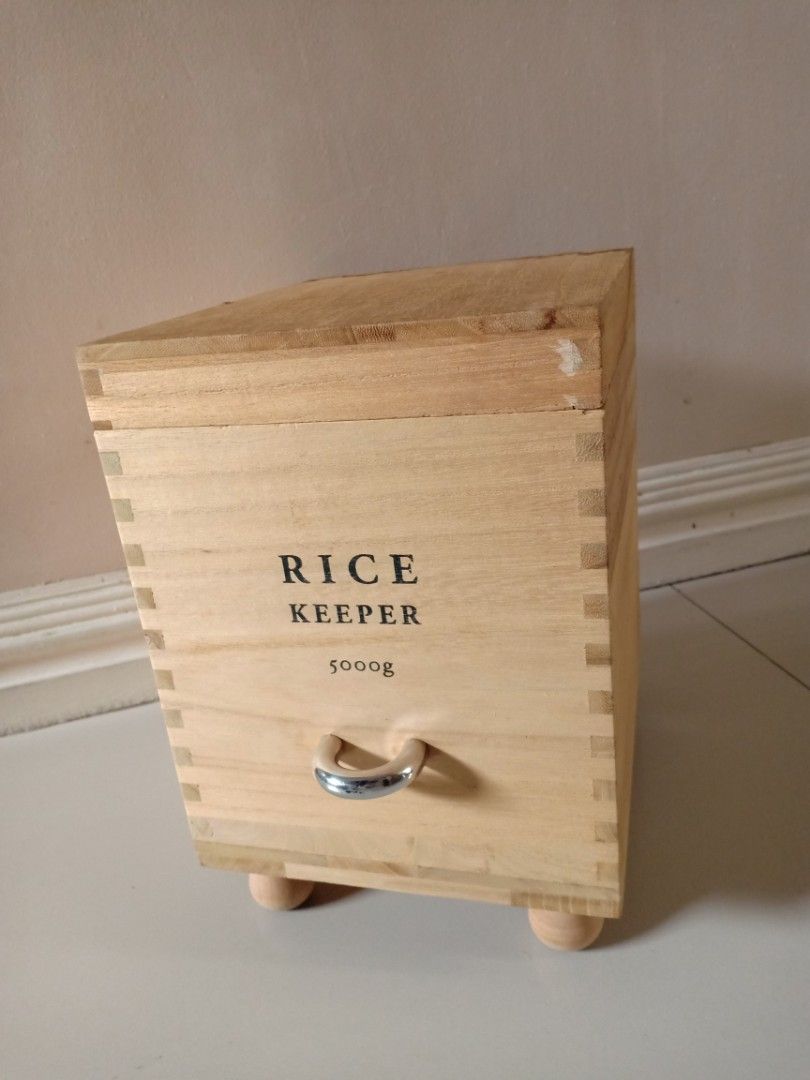 Japanese Wooden Rice Bin Keeper, Furniture & Home Living, Kitchenware ...