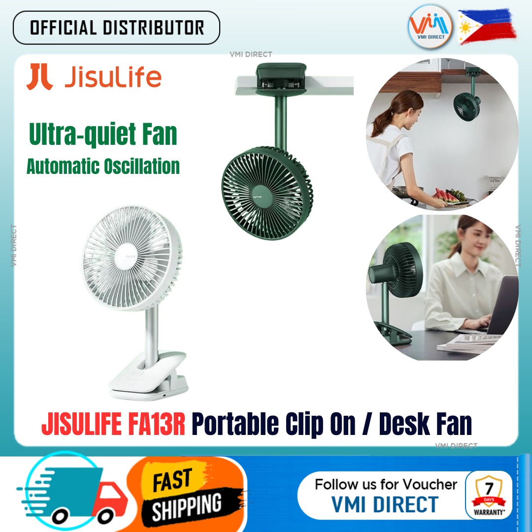 JISULIFE FA13R Oscillating Cordless Desk Fan 8000mAh Extendable ...