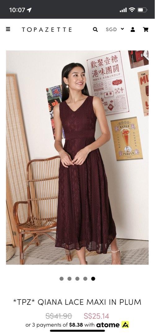 Lace Embodied Maxi Dress Burgundy Red, Women's Fashion, Dresses & Sets, Dresses on Carousell