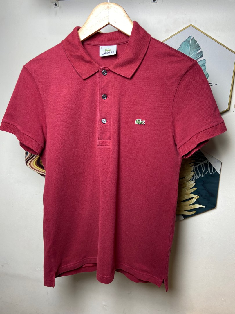 Lacoste Maroon, Men's Fashion, Tops & Sets, Tshirts & Polo Shirts on ...