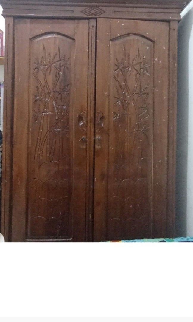 Lemari Kayu Jati Muda, Antik, Furnitur di Carousell
