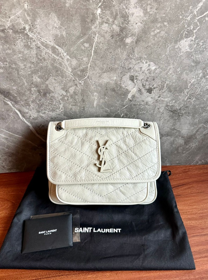 Like new Ysl niki baby white 2022 With booklets & db qc, Barang Mewah ...