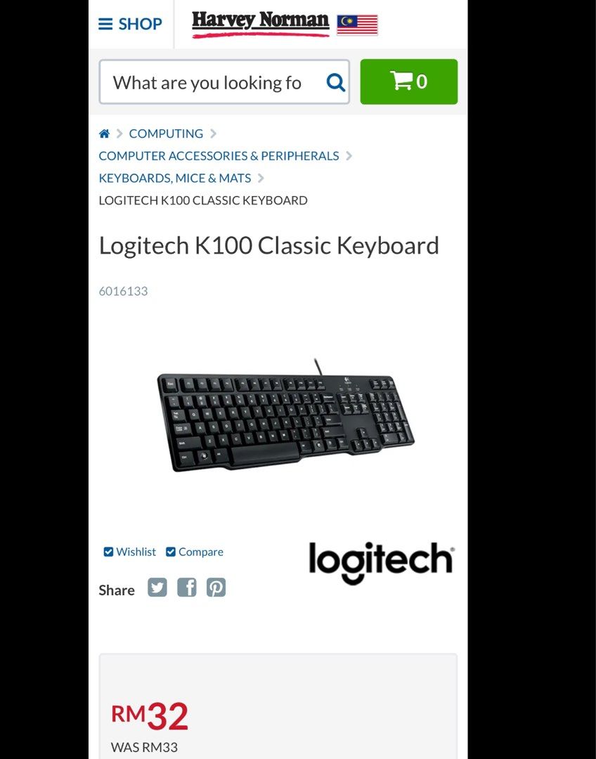 Logitech Classic Keyboard K100 (PS/2 port) Black, Computers & Tech, Parts & Accessories ...
