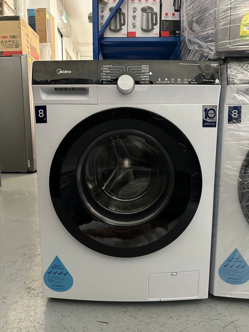 MIDEA 8KG FRONT LOAD WASHING MACHINE MFK968W ☎️ 88244384 Cherry, TV ...