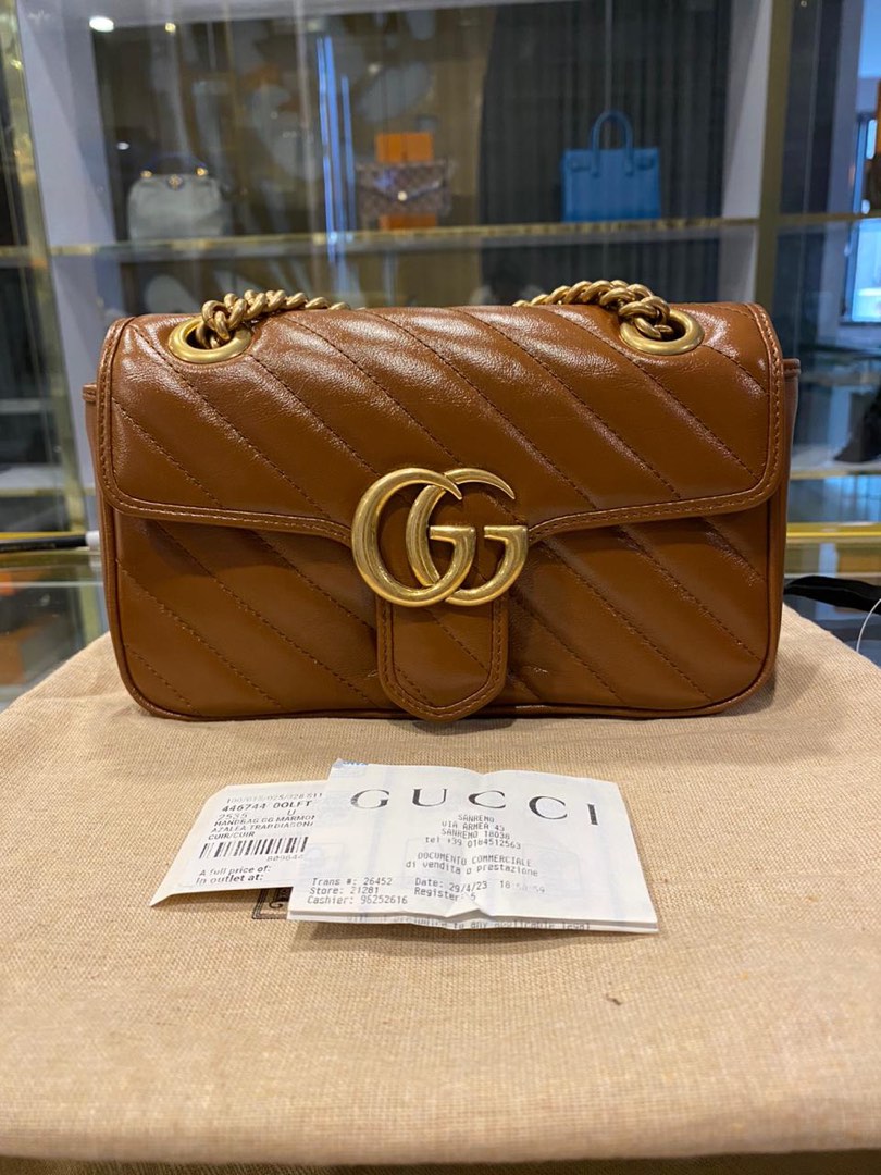 New Gucci marmont mini 22 cm caramel ghw 2023, Barang Mewah, Tas ...