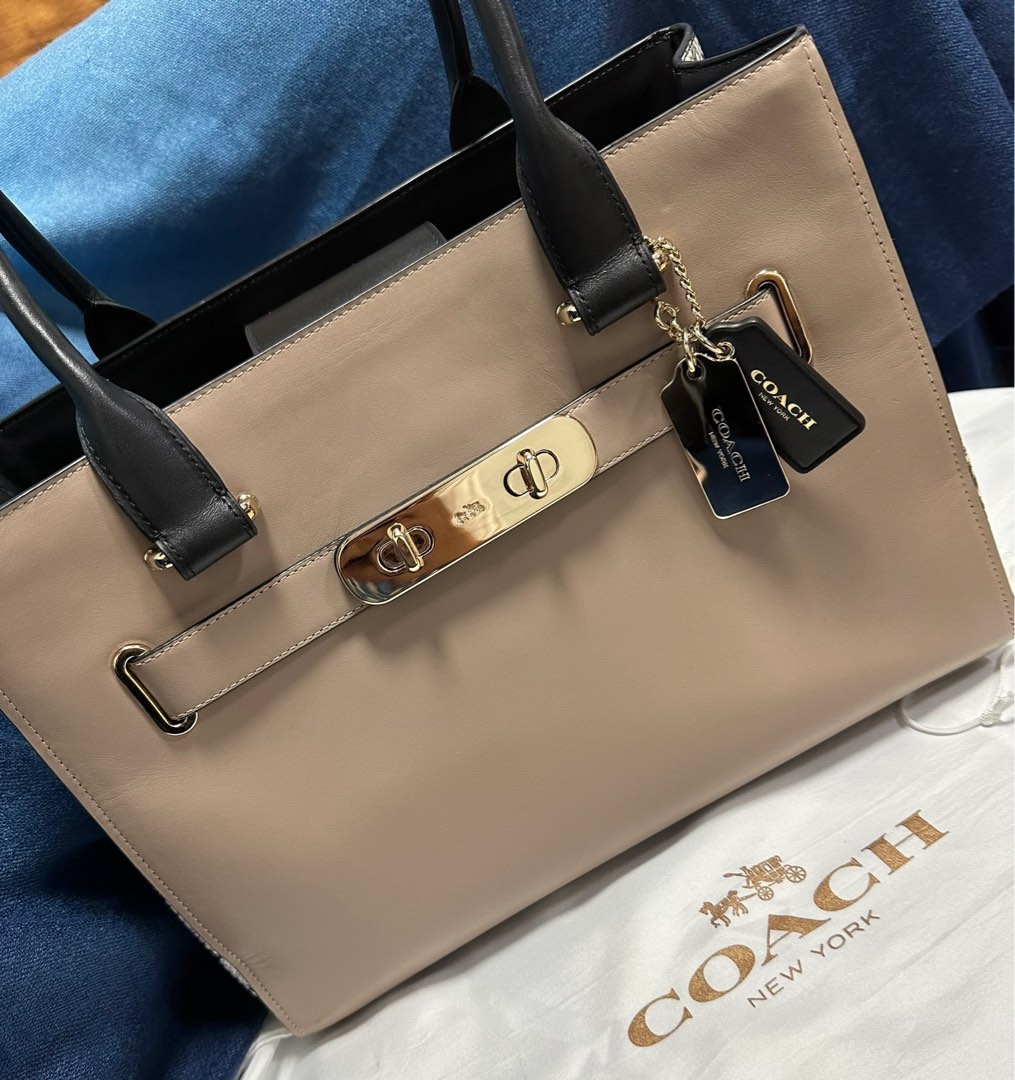 NWT Coach SWAGGER PYTHON Carry All Satchel Leather Stone Color Block ...