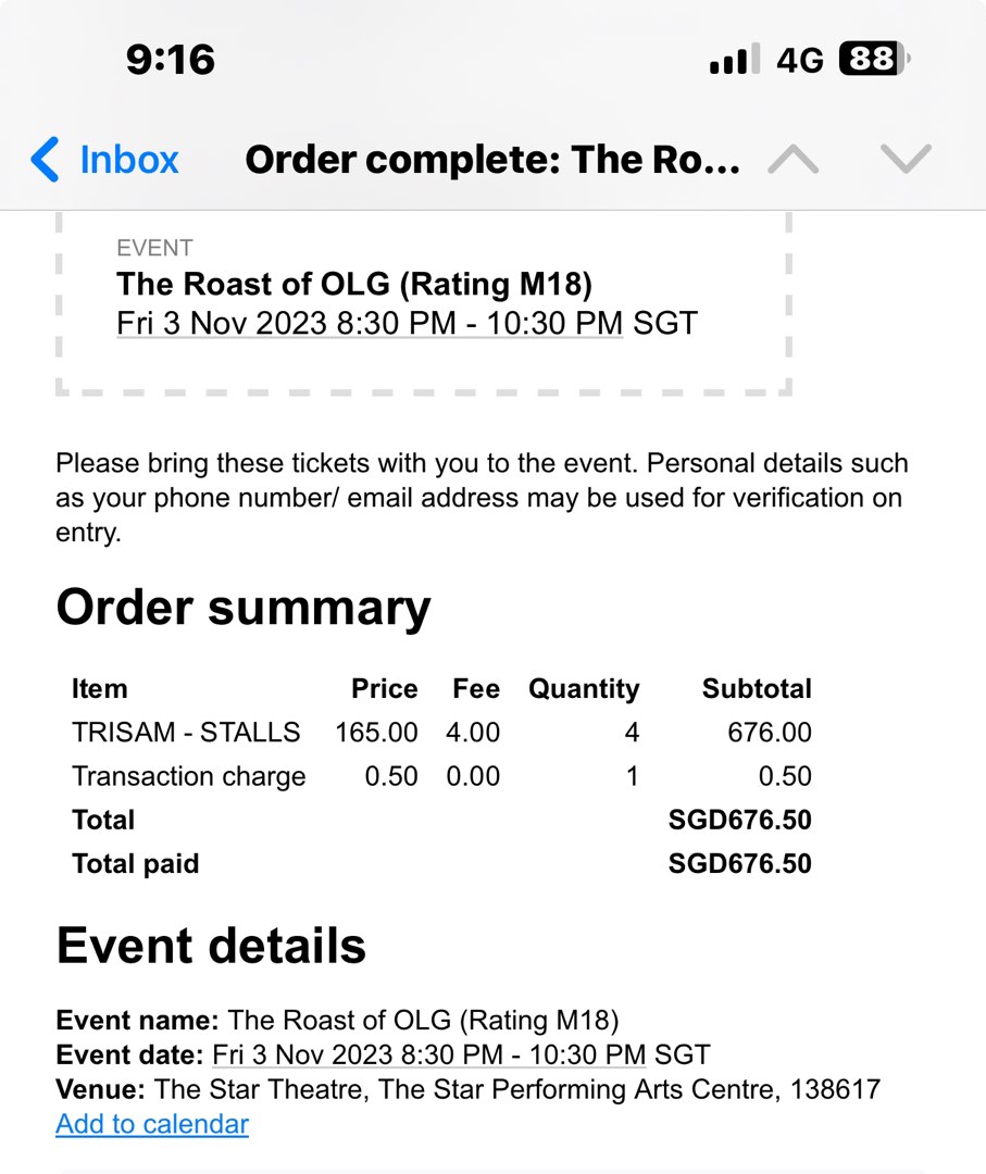 OLG TICKETS, Tickets & Vouchers, Event Tickets on Carousell
