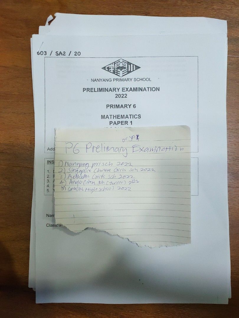 *stapled* P6 PSLE MATH PRELIM/SA2 TEST PAPERS, Hobbies & Toys, Books ...
