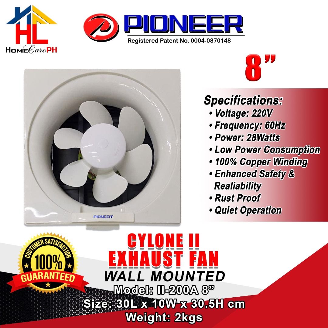 Pioneer Cyclone II Exhaust Fan (Wall Mounted) 6"/8"/10"/12", Commercial ...