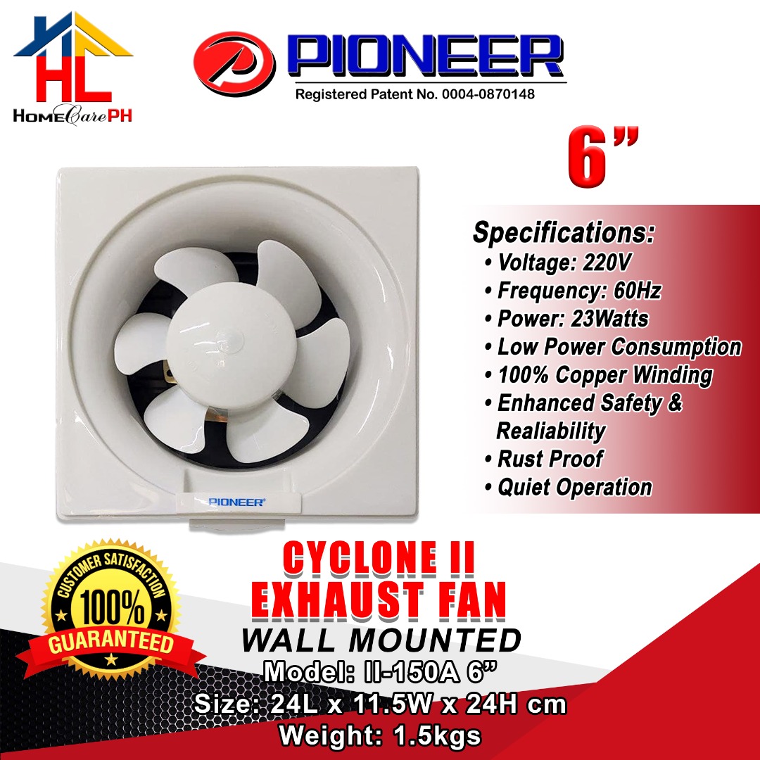 Pioneer Cyclone II Exhaust Fan (Wall Mounted) 6"/8"/10"/12", Commercial ...