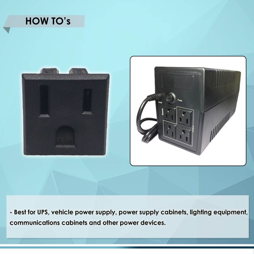 POWER SOCKET PLUG AC 15A 125V 3-PIN, PANEL MOUNT OUTLET US TYPE FEMAL ...