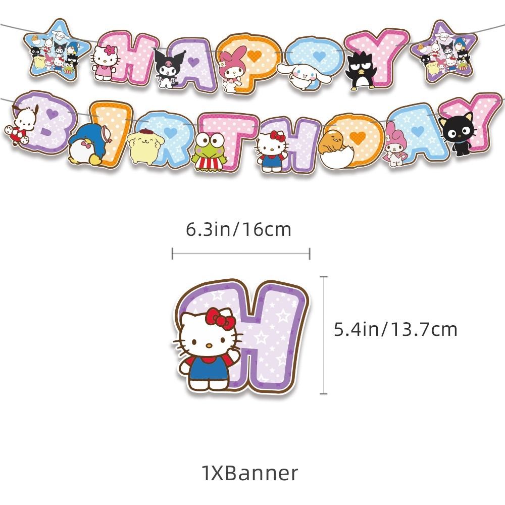 Sanrio Family Series (C): Happy Birthday Banner, Big Cake Topper ...