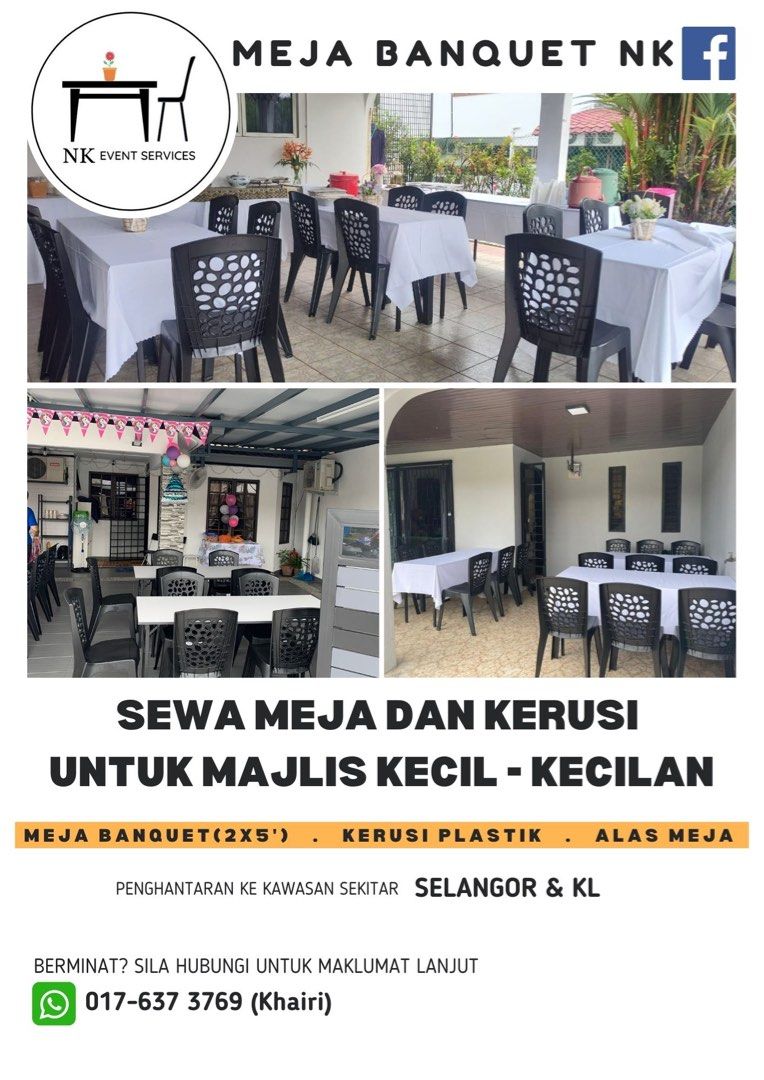 Sewa Meja Banquet Dan Kerusi, Furniture & Home Living, Furniture ...