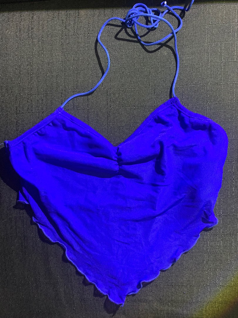 Shein royal blue halter top, Women's Fashion, Tops, Sleeveless on Carousell