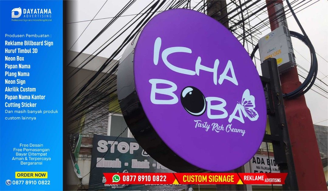 Signage Neon Box Bulat | Papan Nama Toko Nyala, Desain & Kerajinan ...