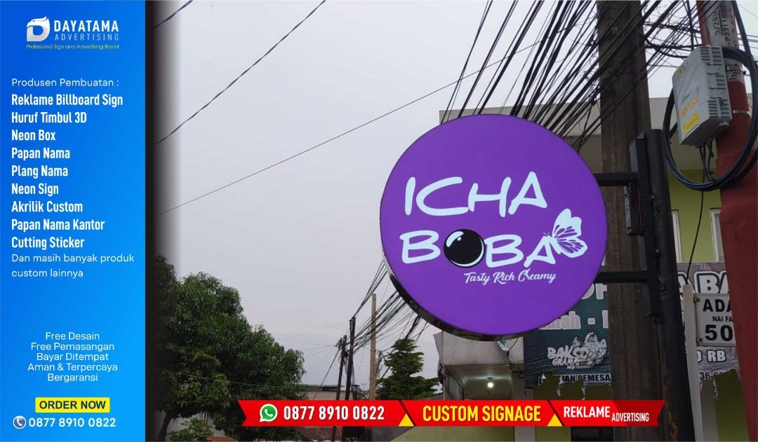Signage Neon Box Bulat | Papan Nama Toko Nyala, Desain & Kerajinan ...