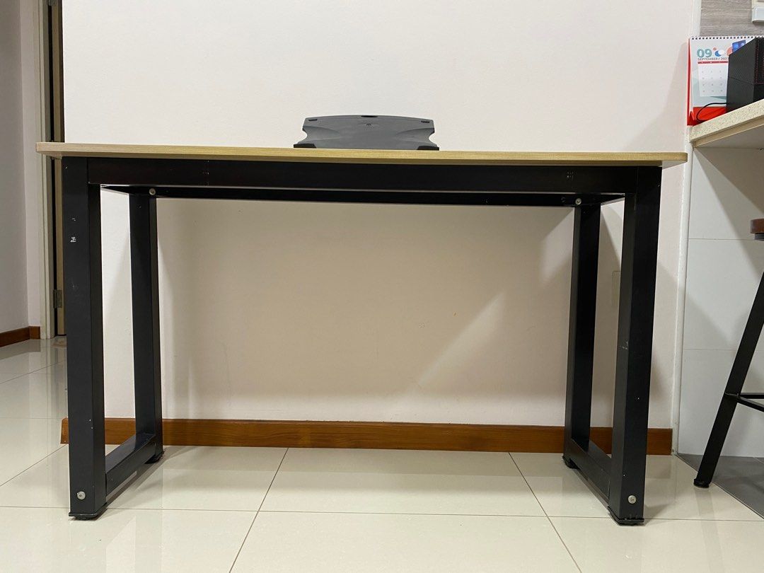 Slim Study Table - wooden top with metal legs, Furniture & Home Living ...