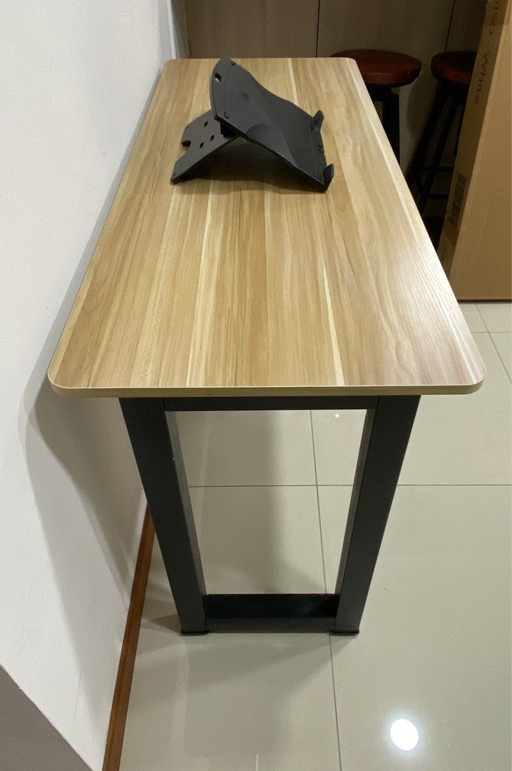 Slim Study Table - wooden top with metal legs, Furniture & Home Living ...