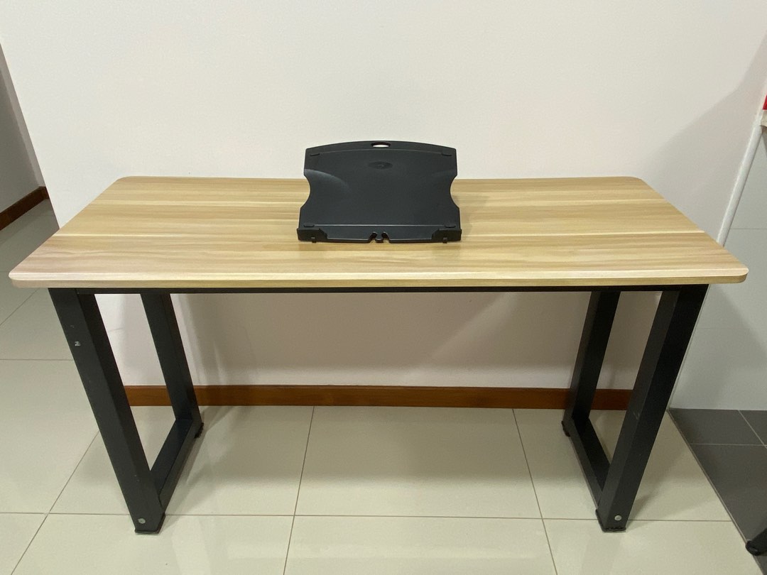 Slim Study Table - wooden top with metal legs, Furniture & Home Living ...