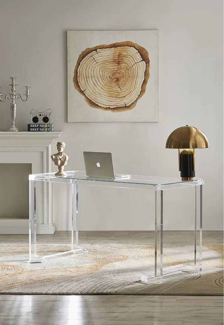 SODY Modern Clear Glass Desk, Furniture & Home Living, Furniture ...