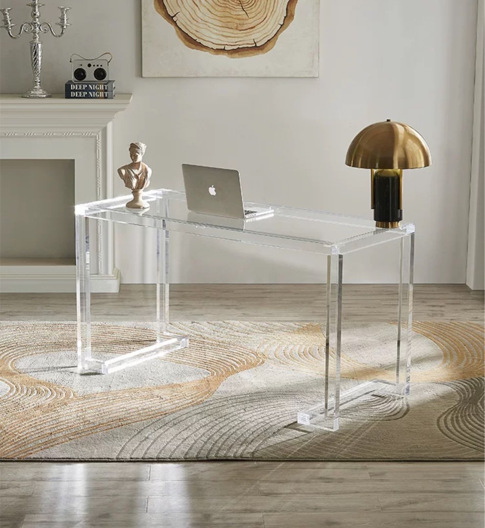 SODY Modern Clear Glass Desk, Furniture & Home Living, Furniture ...