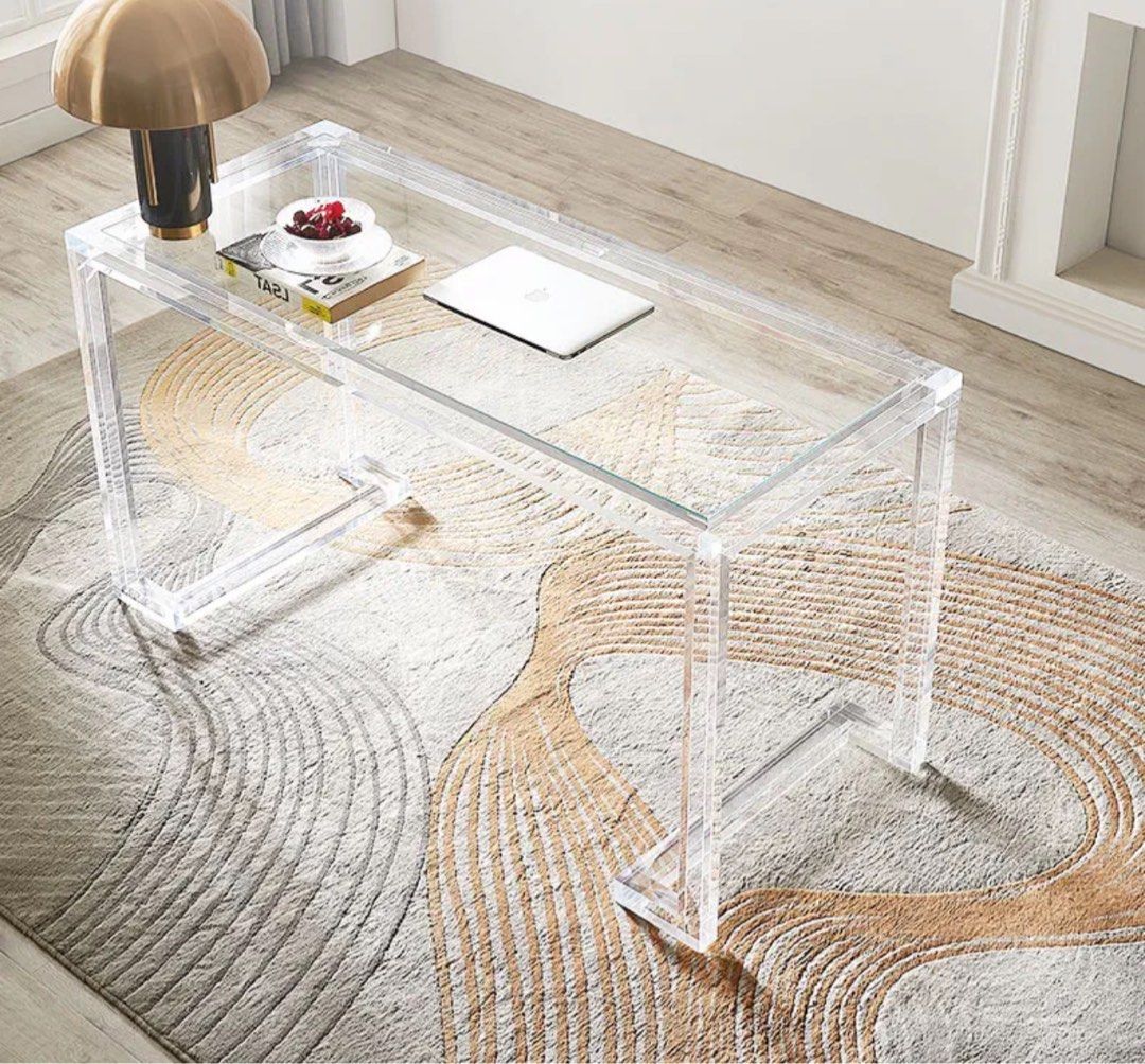 SODY Modern Clear Glass Desk, Furniture & Home Living, Furniture ...