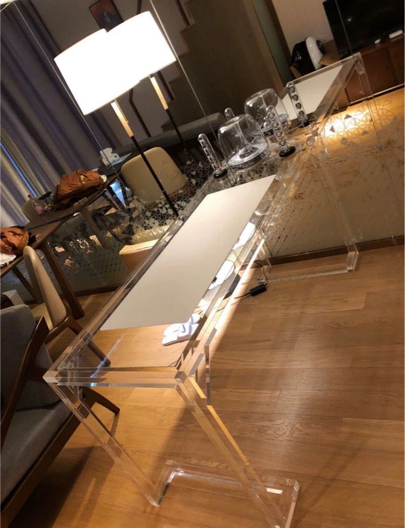 SODY Modern Clear Glass Desk, Furniture & Home Living, Furniture ...