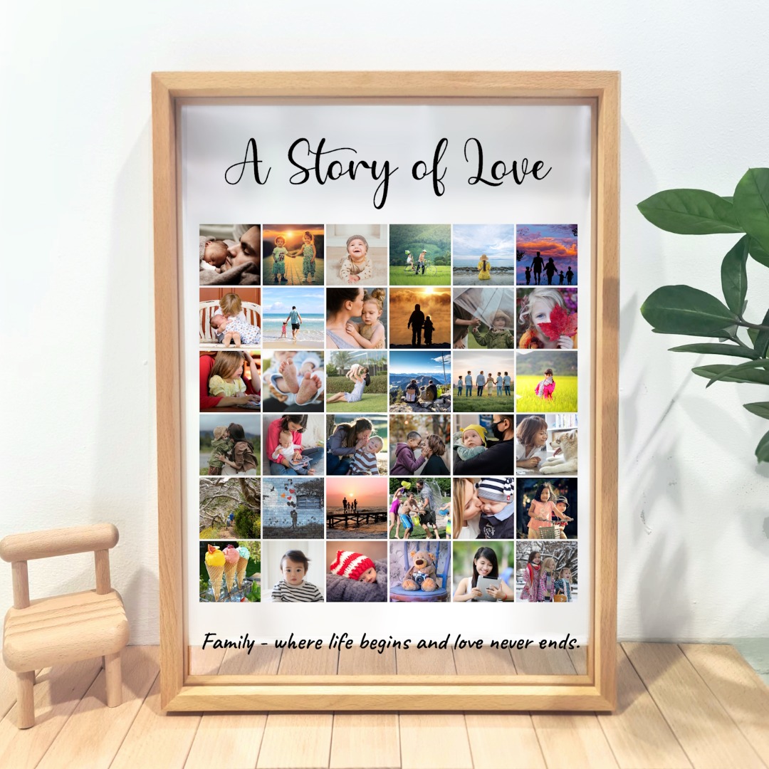 Square Photos Collage Transparent Display, Hobbies & Toys, Stationery ...