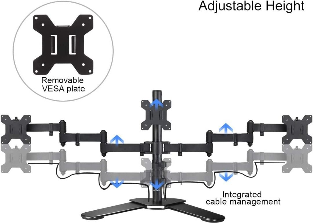 Suptek Triple Monitor Mount - Triple Monitor Desktop Stand for 3 ...