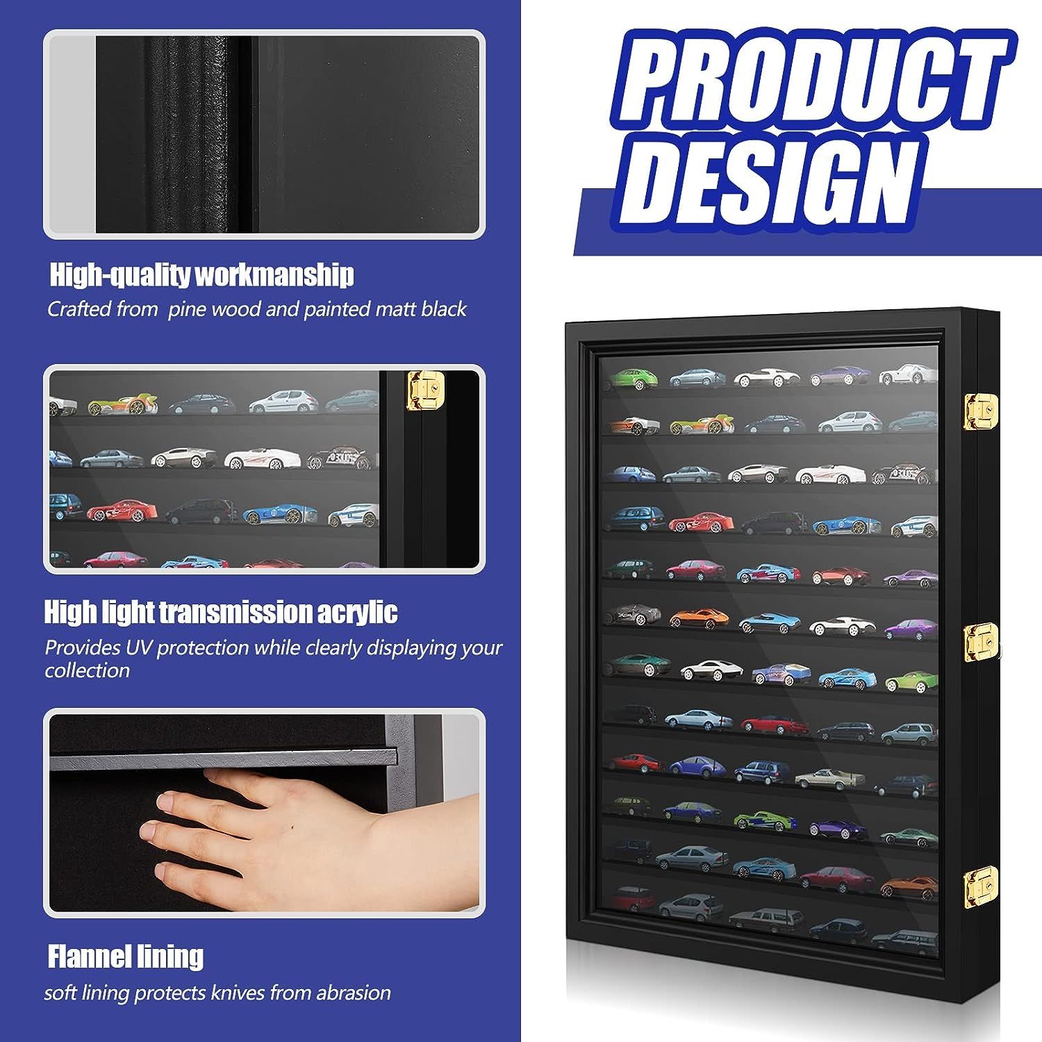 Tatuo Car Model Display Case 1: 64 Scale Toy Cars Box Acrylic Door ...