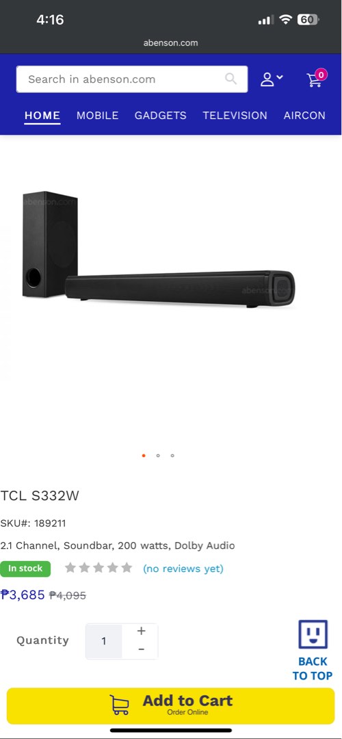 TCL S332W 2.1 Home Theater Dolby Soundbar, Audio, Soundbars, Speakers ...