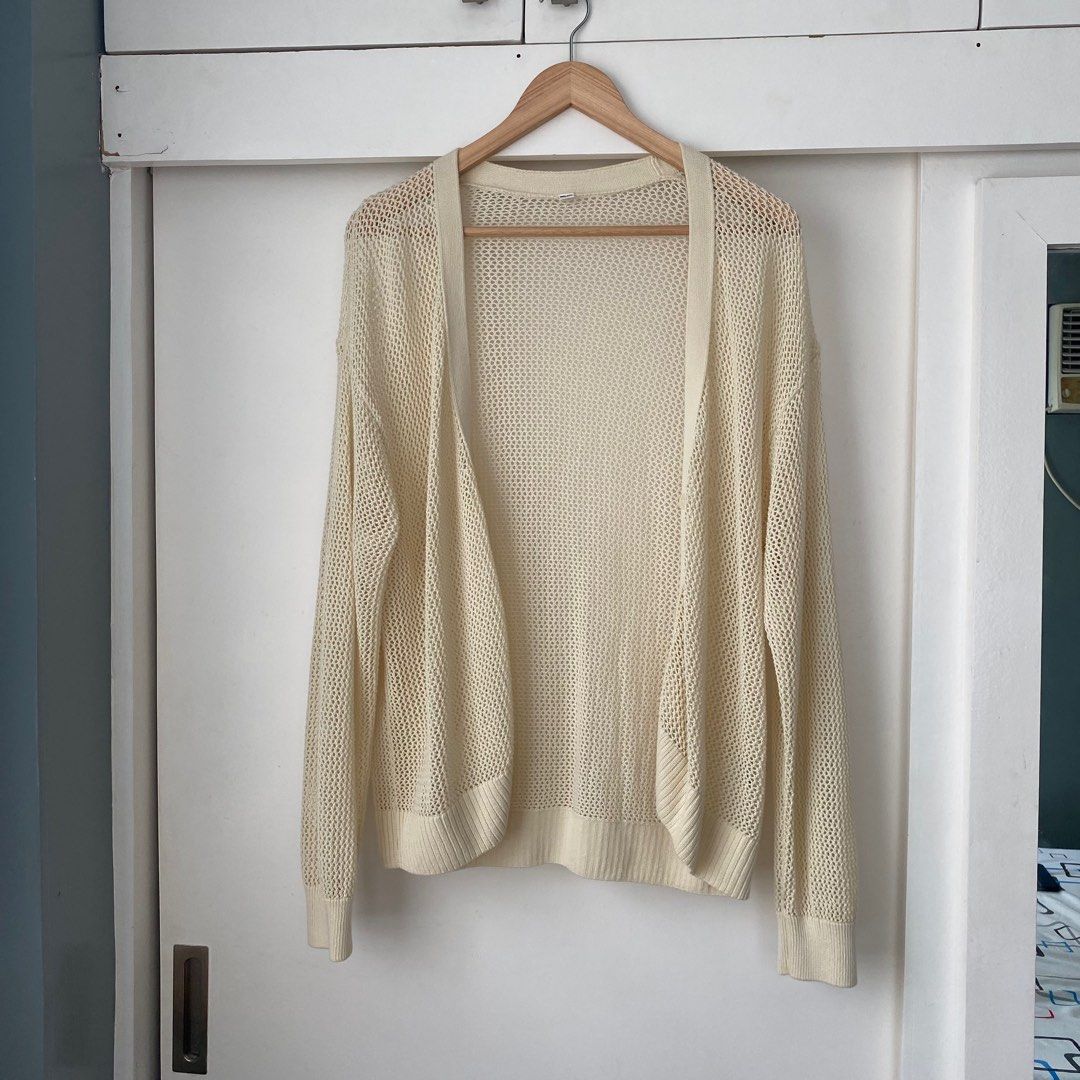 UNIQLO Mesh Long Sleeve Short Cardigan, Women's Fashion, Coats, Jackets ...