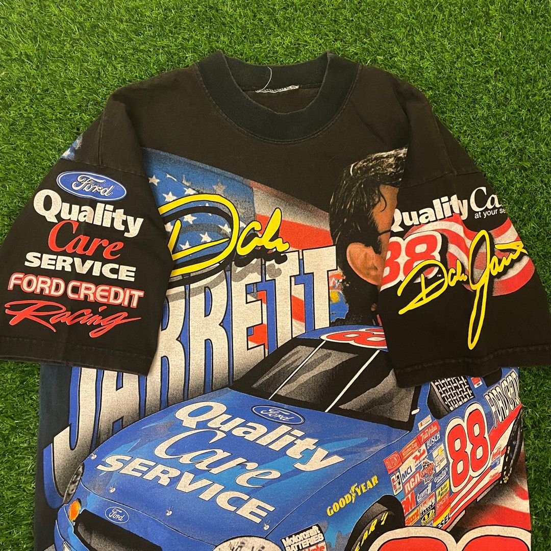 Vintage 90s Dale Jarrett Ford Flying Colors All Over Print Nascar Shirt ...