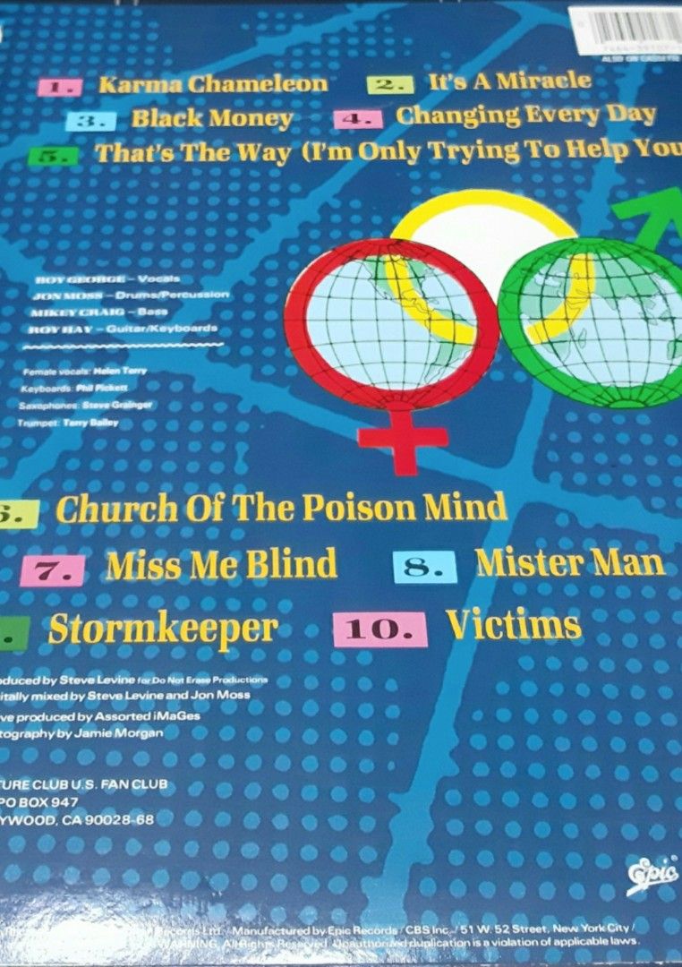 VINYL: CULTURE CLUB..COLOUR BY NUMBERS album, Hobbies & Toys, Music ...