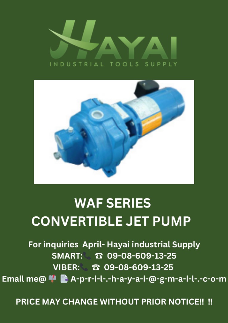 Waf series convertible jet pump, Commercial & Industrial, Construction Tools & Equipment on ...