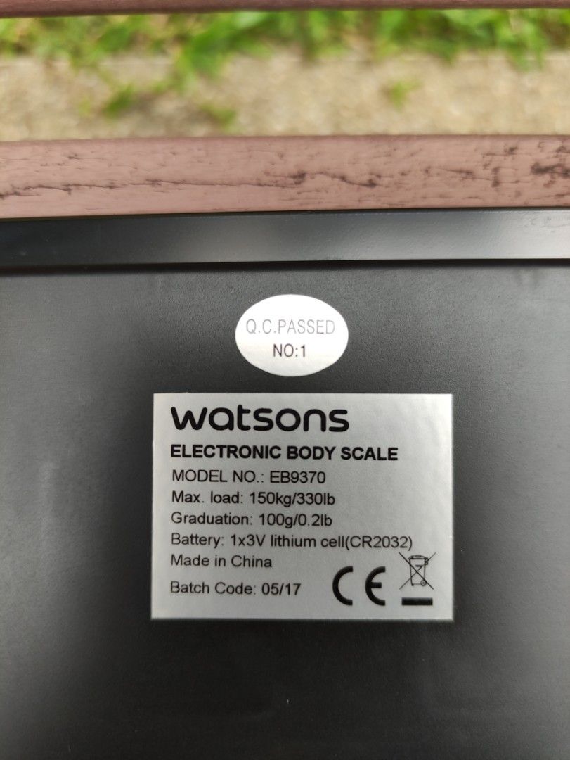Watsons Electronic Body Scale(Model No.: EB9370), Health & Nutrition ...