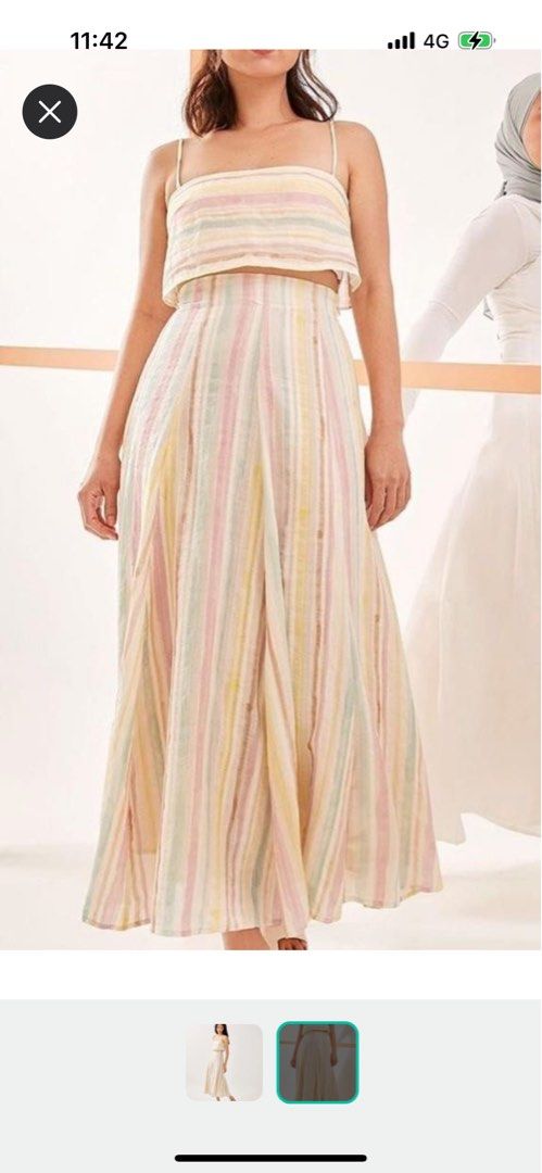 WHOLE SET &REA camille textured crop top and khloe maxi skirt, Women's ...