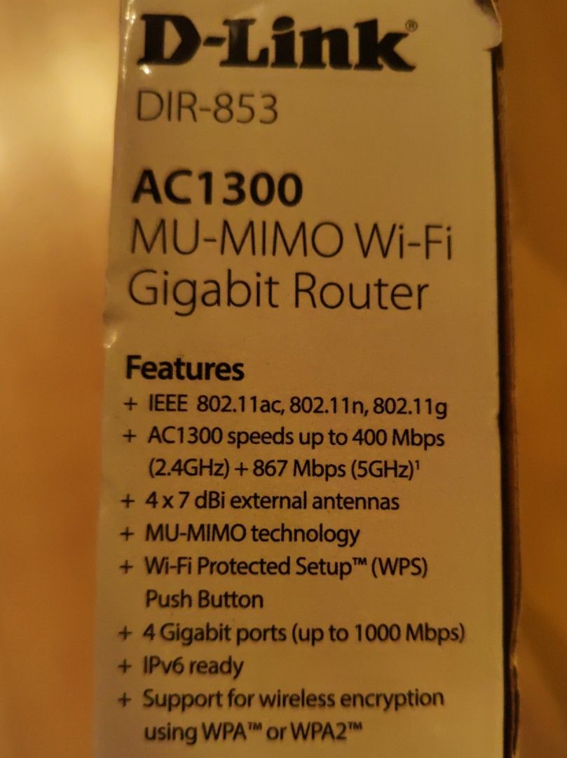 Wifi Router. D-Link DIR-853 AC1300 MU-MIMo Wifi gigabit router, Computers & Tech, Parts ...
