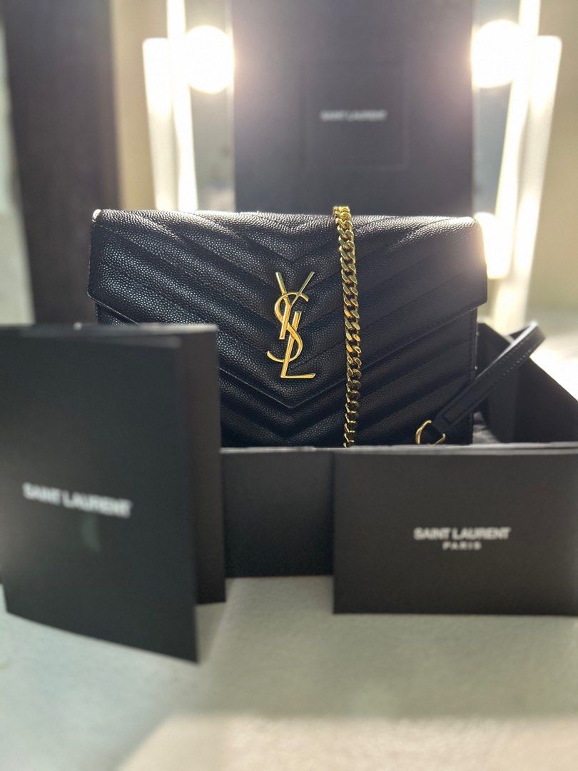 YSL wallet on chain, Luxury, Bags & Wallets on Carousell