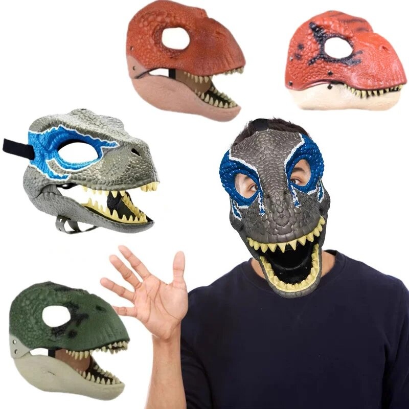 3DHalloween Dinosaur Mask Role Play Props Jurassic World Raptor ...