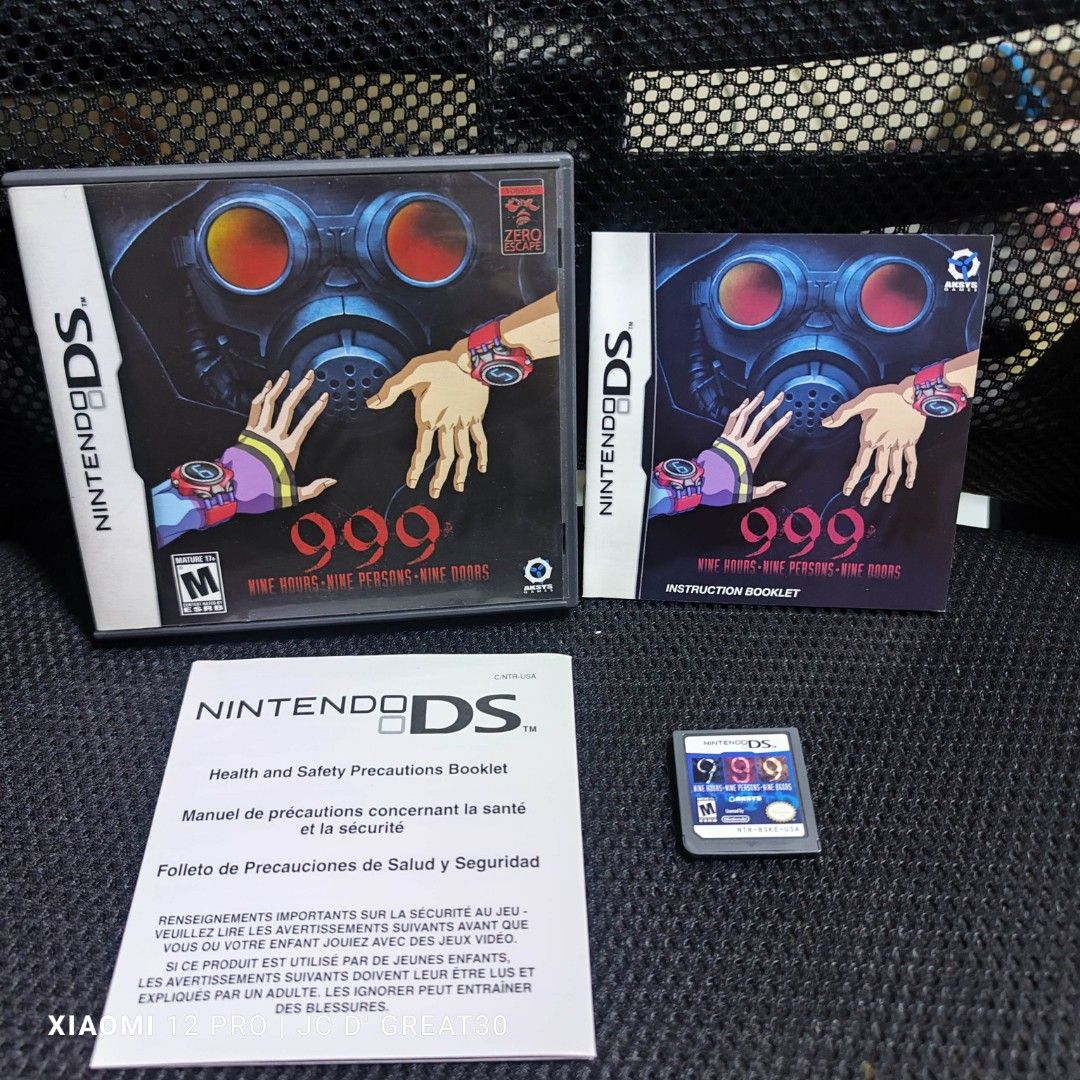 999 Nine hours Nine Persons Nine Doors DS Game Authentic, Video Gaming ...