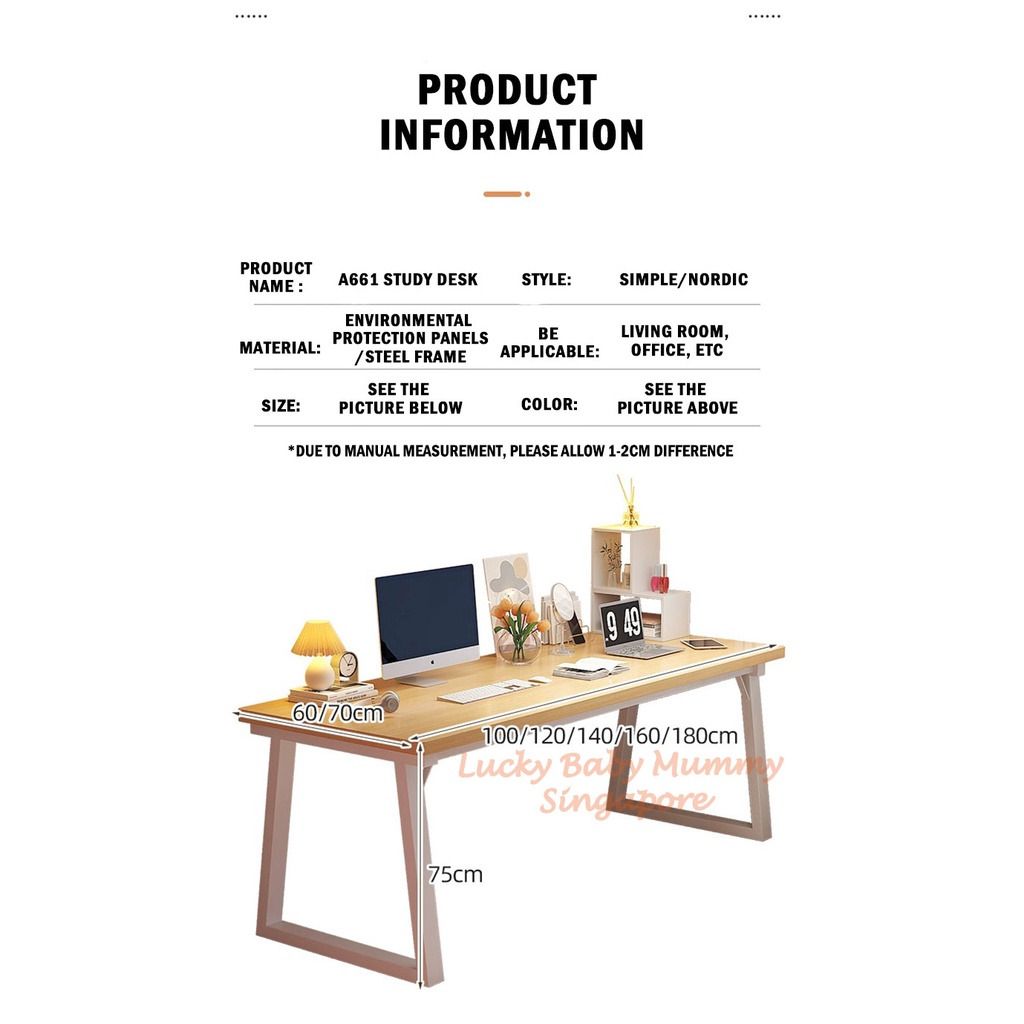A661 Minimalist Dual Study Table, Simple Modern Bedroom Study Desk ...