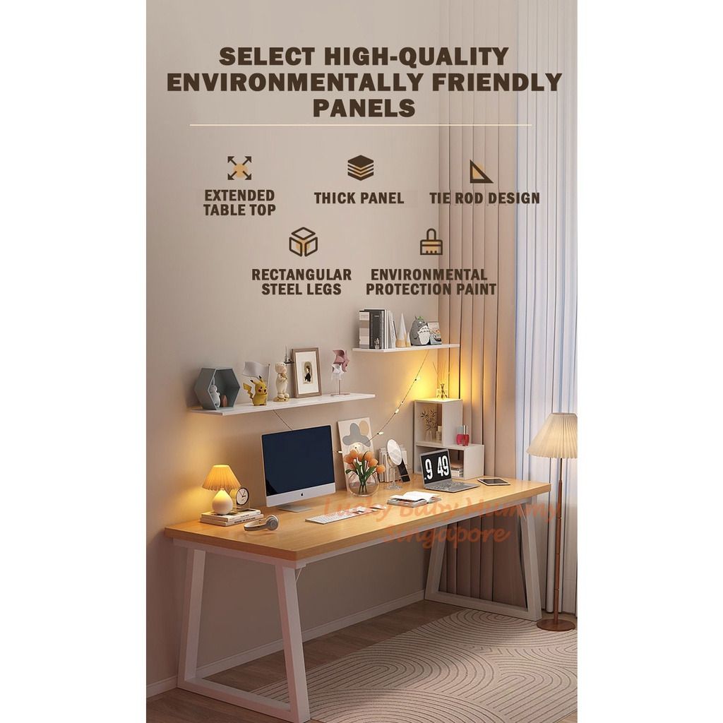 A661 Minimalist Dual Study Table, Simple Modern Bedroom Study Desk ...