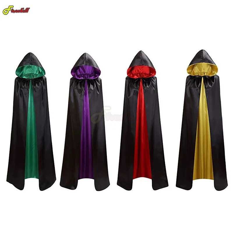 Adult Unisex Vampire Costume Hooded Cape CloakMedieval Halloween ...