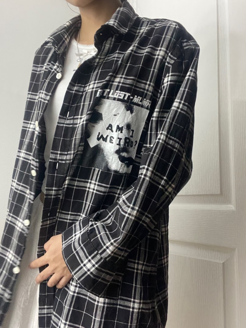 “Am I Weird” Flannel⭐️, Women's Fashion, Tops, Longsleeves on Carousell